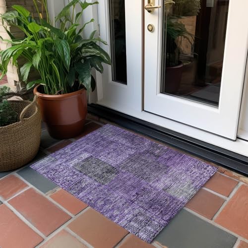 Addison Rugs Chantille ACN669 Eggplant 1'8" x 2'6" Indoor Outdoor Area Rug, Easy Clean, Machine Washable, Non Shedding, Bedroom, Entry, Living Room, Dining Room, Kitchen, Patio Rug