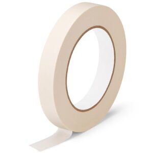 kicnic white masking tape 1 pack, general purpose painter's tape 0.7inch x 60yard, beige crepe paper tape for painting, labeling, packing, craft, art