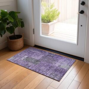 Addison Rugs Chantille ACN669 Eggplant 1'8" x 2'6" Indoor Outdoor Area Rug, Easy Clean, Machine Washable, Non Shedding, Bedroom, Entry, Living Room, Dining Room, Kitchen, Patio Rug