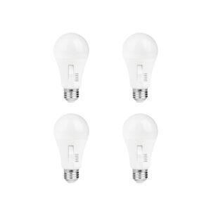 luno a19 dimmable led bulb, 6w (40w equivalent), 480 lumens, 2700k, 3000k, 3500k, 4000k, 5000k, color selectable, 5cct, ul listed (4-pack)