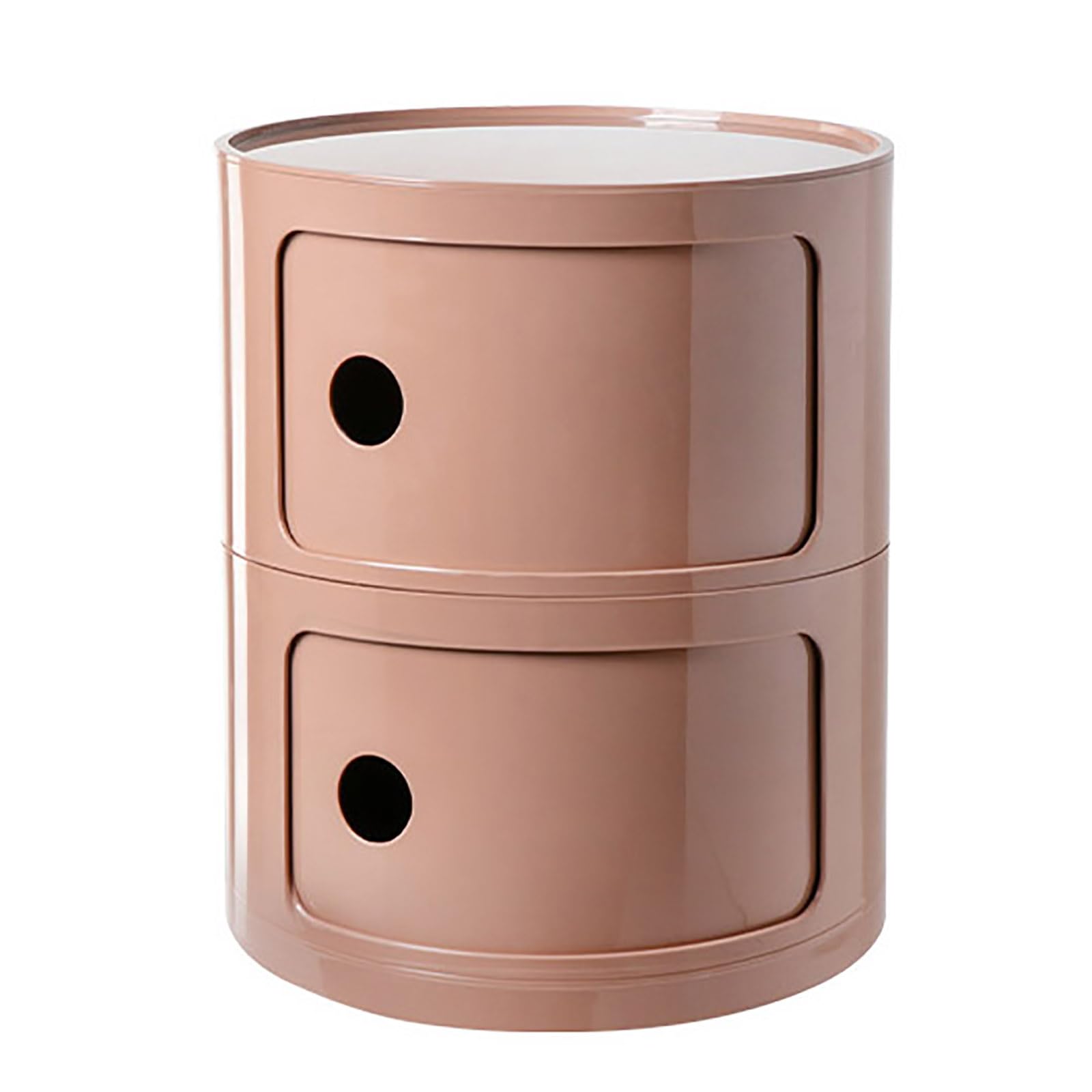 Round Nightstand with Drawers,Small Bedside Table with Storage,Round Storage Cabinet with Sliding Door,Modern End Table Side Table,Plastic Bedside Table Chest for Living Room Bedroom Bathroom