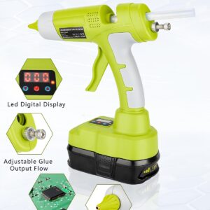 Taingwei Cordless Hot Glue Gun Kit for Ryobi 18v Battery,100W LED Digital Hot Melt Glue Gun with 10pcs 0.43'' Hot Glue Sticks for Home Repair, Arts & Crafts (Battery not included)