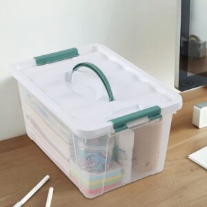 Yarebest 14 Quart Clear Latching Box with Lid & handle, Plastic Storage Tote Set of 6