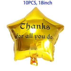 LOONELO Thanks for All You Do Helium Foil Balloons, 10pcs Thank You Hanging Balloons for Wedding Congrats Grad National Nurses Day Happy Retirement We Appreciate You Party Decorations