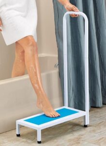 bath step with handle- step stool with handrail nonslip bath shower kitchen supports up to 500lbs heavy duty step stool