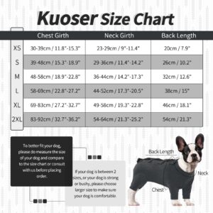 Kuoser Dog Recovery Suit, Male Female Dog Onesie for Surgery Bodysuit, Soft Dog Surgical Suit Anti Licking Dog Shirt for Spay Neuter, Long Sleeve Dog Shedding Clothes Cone Alternative, Grey XL