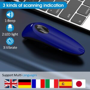 Alacrity 2D Barcode Scanner Wireless & Bluetooth & USB Wired Connection,Connect Smart Phone Tablet PC,QR Image Inventory Bar Code Scanner with Vibration Alert CO-R40 Blue