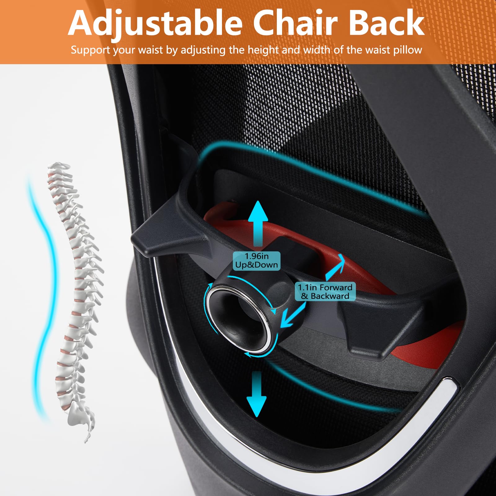 Office Chair, Desk Chair Computer Chair Ergonomic Office Chair with 2D Armrest Adjustable Lumbar Support & Headrest, High Back Home Office Desk Chair 135°Tilt Function Big and Tall Office Chair