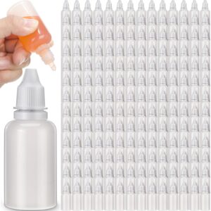 umigy 200 pcs dropper bottles empty eye dropper bottle small liquid plastic container portable squeezable eye liquid dropper with caps and plug for oil, eye liquid storage (30 ml)