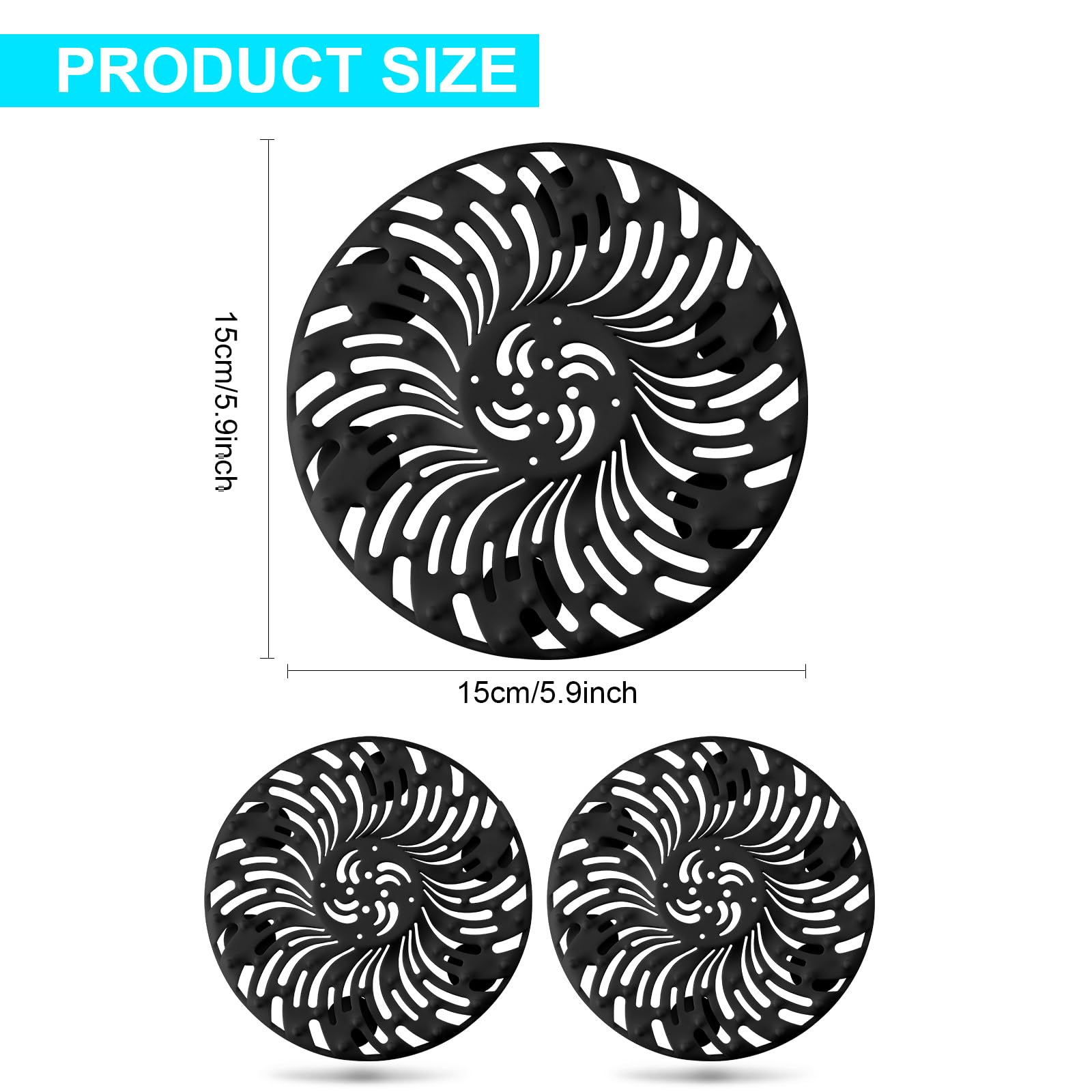 Shower Drain Hair Catcher, Silicone Hair Strainer for Bathtub, Bathroom Hair Stopper Drain Cover, 2Pack,Suitable for Bathroom, Laundry, Bathtub, Kitchen