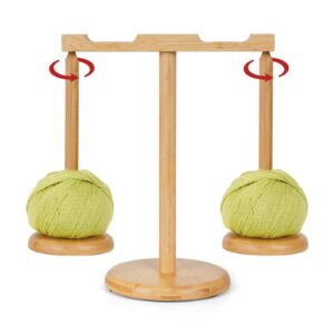 frjjthchy yarn holder for crocheting yarn ball holder wooden yarn spinner with double yarn spool, easy to install, smooth rotation