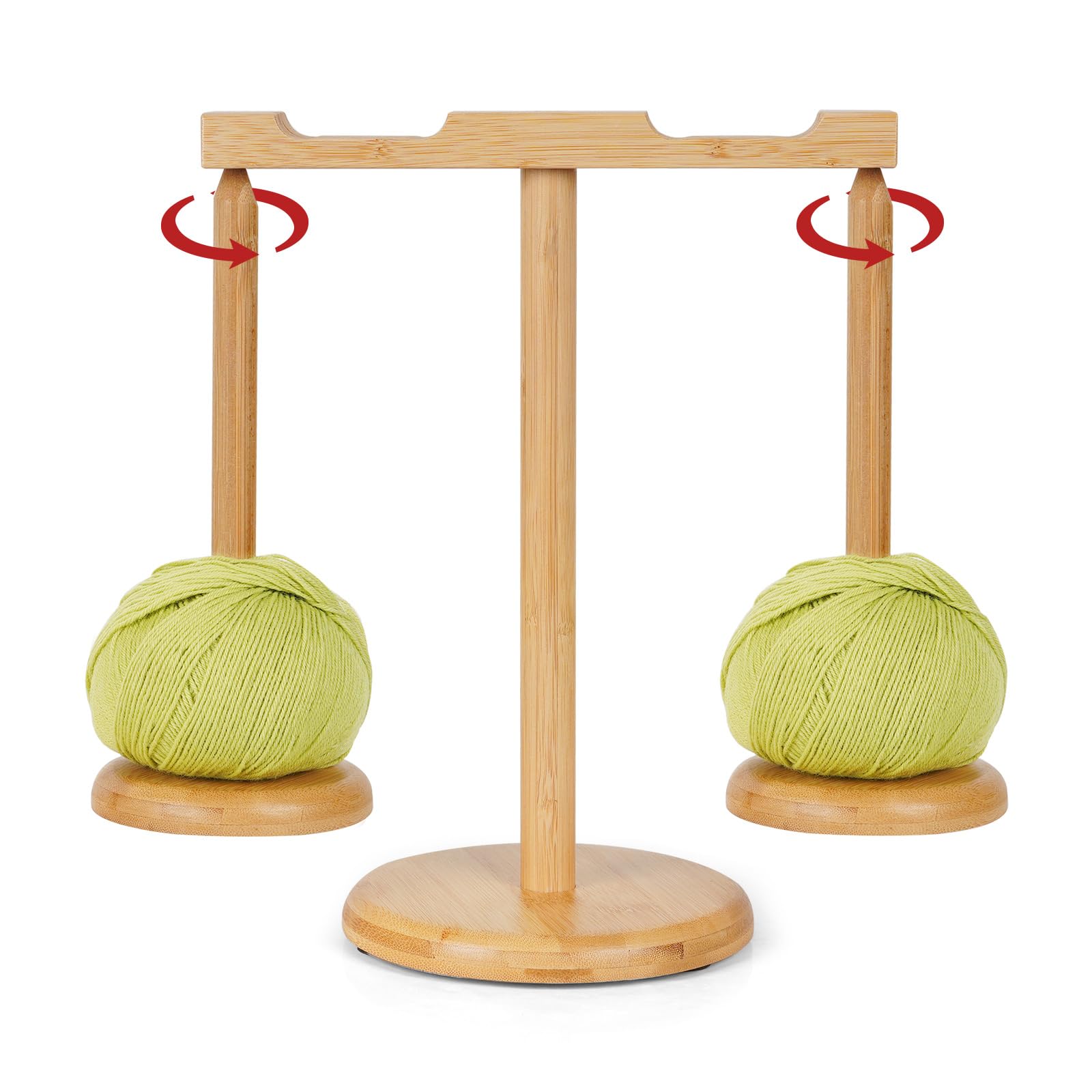 Frjjthchy Yarn Holder for Crocheting Yarn Ball Holder Wooden Yarn Spinner with Double Yarn Spool, Easy to Install, Smooth Rotation