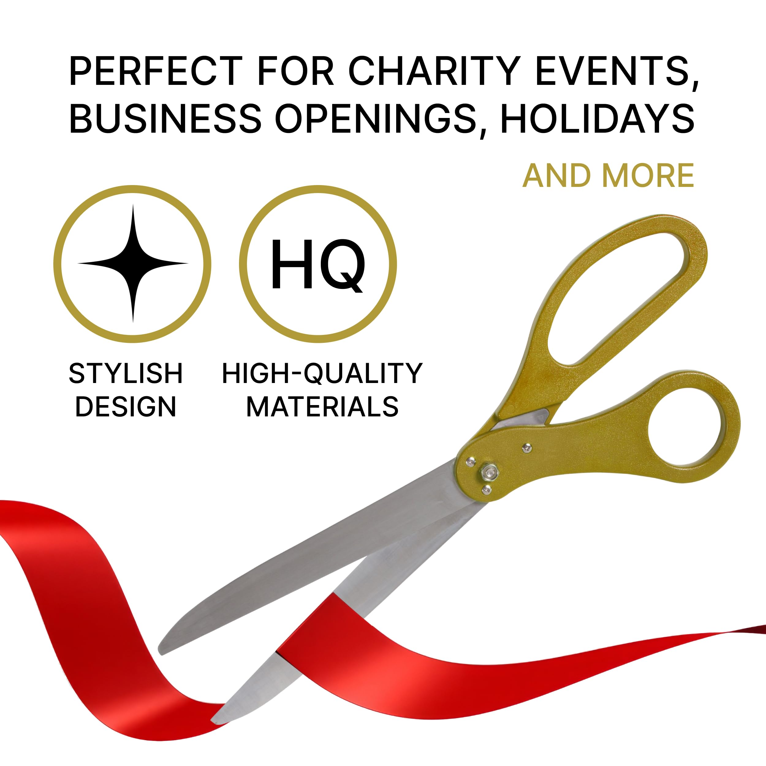 Ribbon Cutting Ceremony Kit Gold – 25 Inch Giant Scissors for Ribbon Cutting Ceremony and Gold Ribbon for Grand Opening Ribbon and Scissors for Special Events Inaugurations and Ceremonies