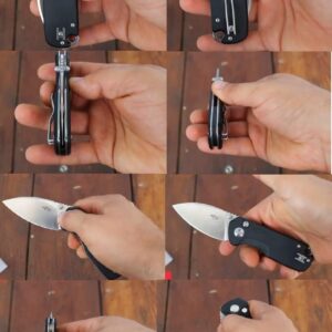 Firebird GANZO FH925-BK Small Pocket Folding Knife Button Lock D2 Steel Blade G10 Anti-Slip Handle with Clip Camping Outdoor EDC Utility Knife Best Gift for Men Women (Black)