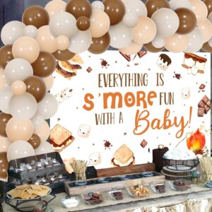 Sursurprise S’Mores Party Decorations, S’Mores Baby Shower Decor, S’More Baby Shower Backdrop Balloon Garland Arch Kit, Camping Campfire Camper Party Supplies