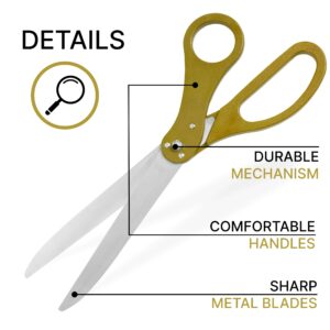 Ribbon Cutting Ceremony Kit Gold – 25 Inch Giant Scissors for Ribbon Cutting Ceremony and Gold Ribbon for Grand Opening Ribbon and Scissors for Special Events Inaugurations and Ceremonies