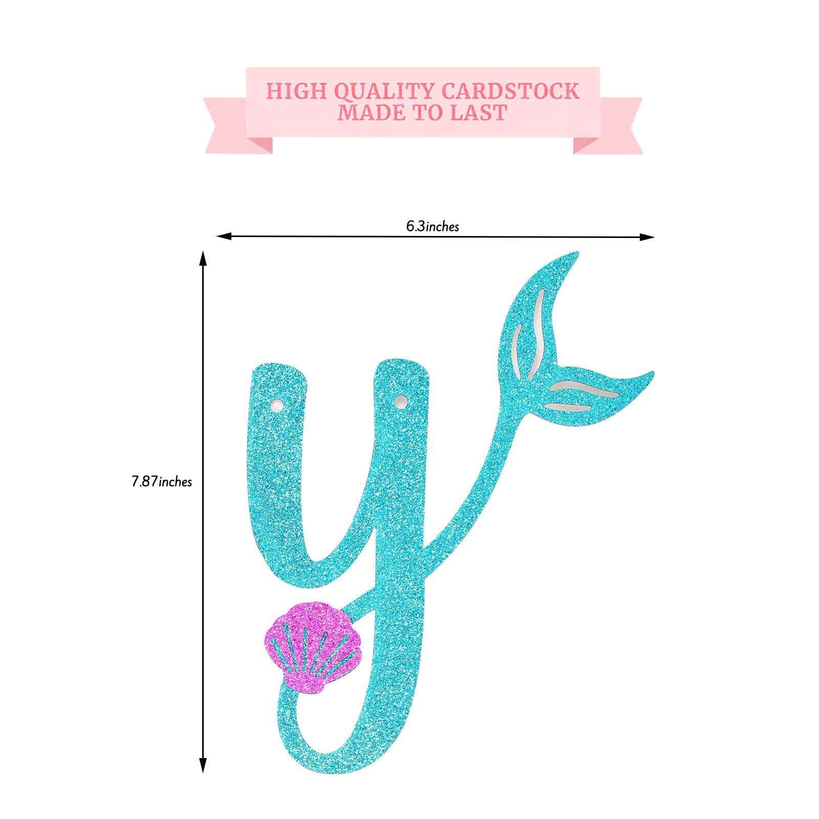 Pre-Strung Glitter Mermaid Birthday Banner, NO DIY, Little Mermaid Birthday Decorations, Mermaid Banner, Little Mermaid Party Decoration for Girls,Boys,Kids Baby Shower etc.