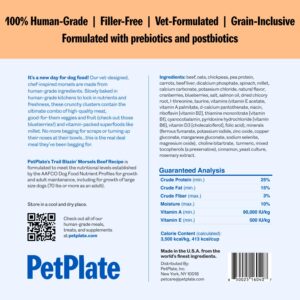 PetPlate FreshBaked Dry Dog Food Grain-Inclusive, Gently Baked and Air-Dried Human Grade Dog Food, Vet Designed and Formulated with Prebiotics and Postbiotics, No Fillers or by-Products, 2lbs (Beef)