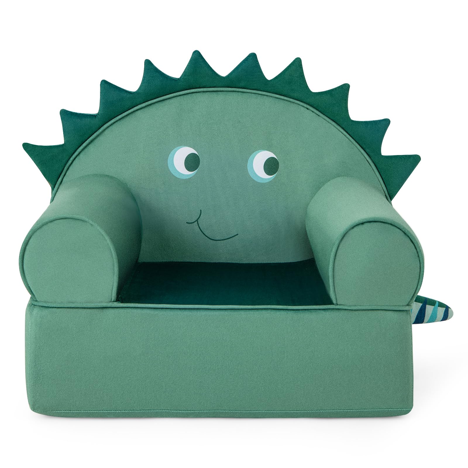 Costzon Kids Couch, Children's Sofa Armchair with Washable Velvet Cover & Soft Sponge Filling, Upholstered Sofa Chair for Boys Girls, Preschool Bedroom Playroom Gift Presents, Toddler Couch (Dinosaur)