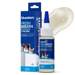 bluestemtm no brush dog dental gel - dog oral gel to freshen breath, and fights plaque and tartar - brushless toothpaste for dogs