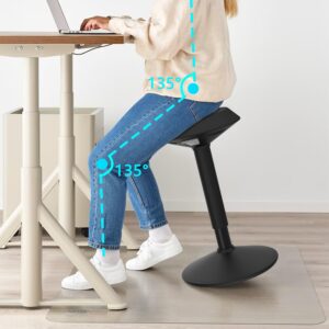 Yonsaeik Standing Stool, Adjustable Ergonomic Office Chair Standing Desk Chair Swivel 360 Degree Swivel Computer Chair Active Stools with Memory Foam Seat Cushion Anti-Slip Bottom Pad