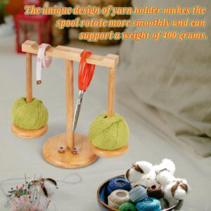 Frjjthchy Yarn Holder for Crocheting Yarn Ball Holder Wooden Yarn Spinner with Double Yarn Spool, Easy to Install, Smooth Rotation