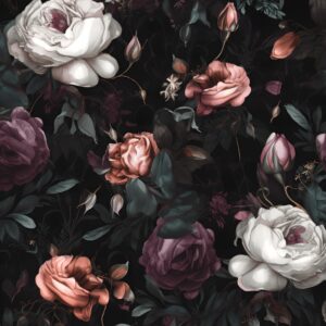 laatse dark floral peel and stick wallpaper, vintage floral contact paper, waterproof self adhesive boho decor black rose wall paper for bedroom walls bookcase drawers 17.5in x 9.8ft