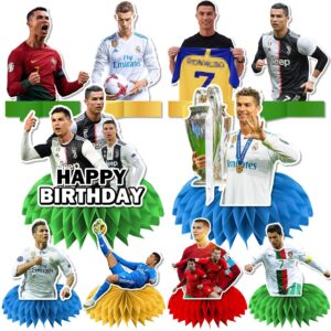 10 pcs soccer birthday decorations honeycomb centerpieces, football star party decorations for baby shower, soccer themed birthday party supplies soccer party decorations