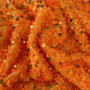 Sequin Velvet Fabric Soft Stretchy Cloth with Glittering Sequins Perfect for Dressmaking Costumes Upholstery and Christmas Decor 1 Yard of Spandex Fabric for Sewing and Crafts (Orange)