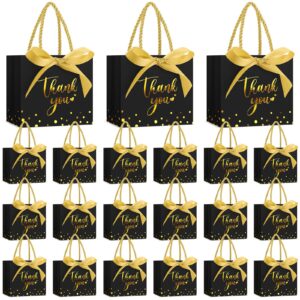 jetec 45 pcs mini paper gift bag bulk 5.5x4.7x2.5'' thank you gift bag with handle small favor bag with bow ribbon for christmas wedding baby bridal shower birthday party(black/gold)