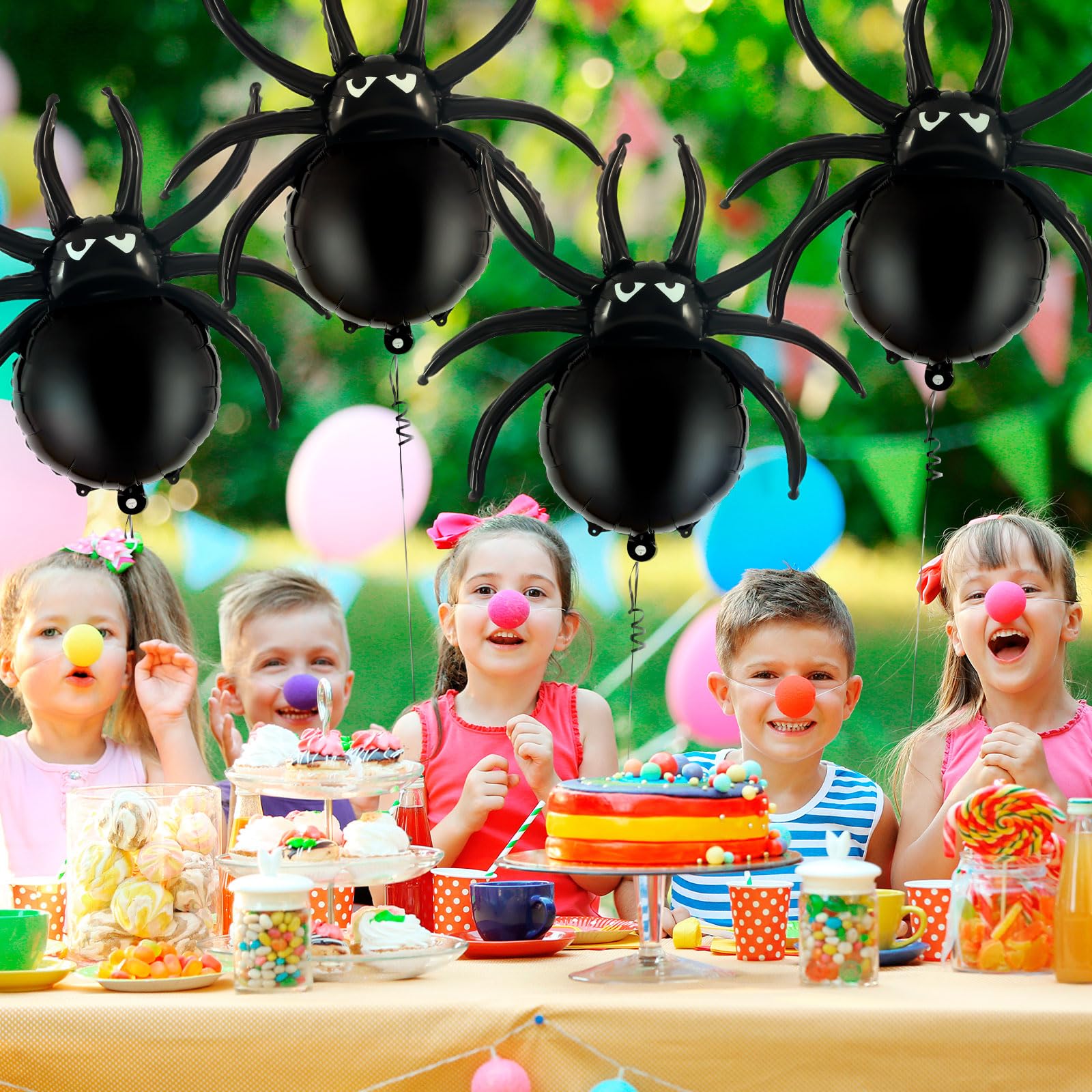 6 Pcs Spider Balloons,33 Inch Large Halloween Black Spiders Balloon Spider Foil Balloons Mylar Balloons for Halloween Party Birthday Haunted House Spooky Decoration Supplies