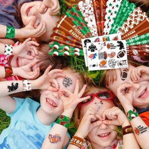 48PCS Football Party Favors 24PCS Tattoos 24PCS Slap Bracelets Wristbands Kids Themed Birthdays Party Supplies Decorations Decor American Rugby Fans Cheerleaders Boy Gifts School Classroom Prize