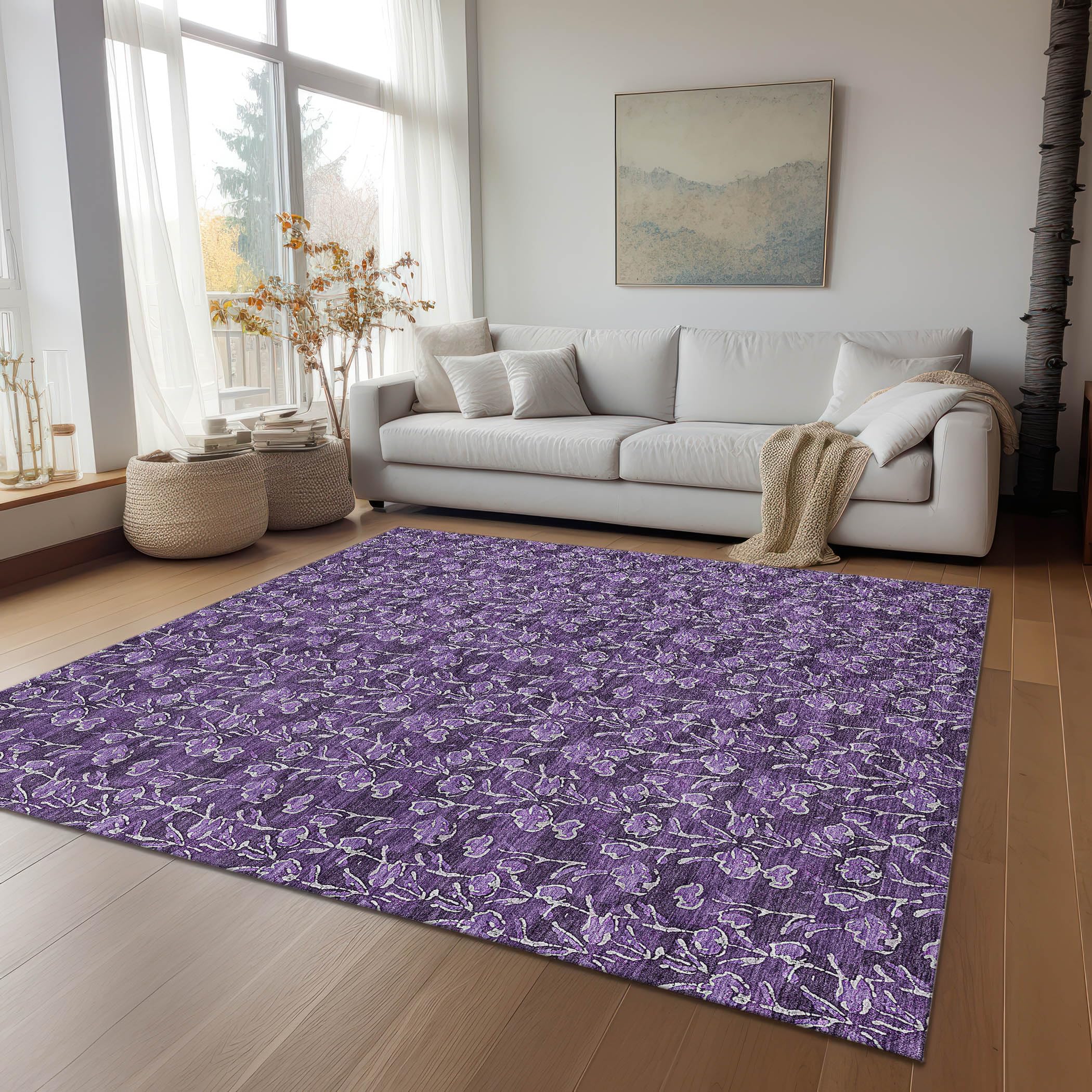 Addison Rugs Chantille ACN692 Purple 3' x 5' Indoor Outdoor Area Rug, Easy Clean, Machine Washable, Non Shedding, Bedroom, Entry, Living Room, Dining Room, Kitchen, Patio Rug