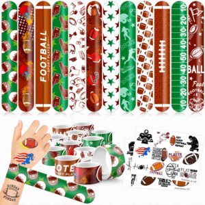 48pcs football party favors 24pcs tattoos 24pcs slap bracelets wristbands kids themed birthdays party supplies decorations decor american rugby fans cheerleaders boy gifts school classroom prize