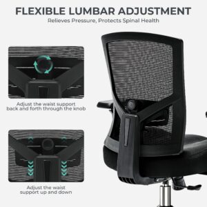 Big and Tall Office Chair 500lbs, Ergonomic Oversize Mesh Desk Chair, Heavy Duty High Back Computer Chair with Wide Thick Seat Cushion, Adjustable Lumbar Support, 4D Armrests