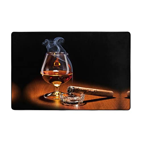 Cigar and Whiskey Area Carpet,Soft Rug Mat Cozy Short Pile Bath Carpet for Farmhouse Office Home Decor Carpet