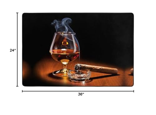 Cigar and Whiskey Area Carpet,Soft Rug Mat Cozy Short Pile Bath Carpet for Farmhouse Office Home Decor Carpet