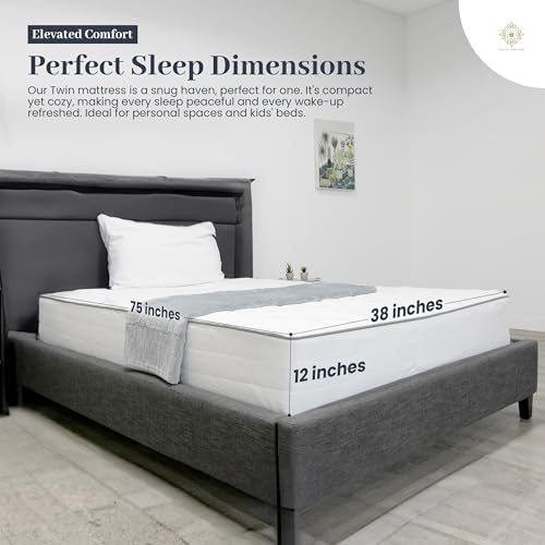 Twin Size Mattress - 12 Inch Cool Memory Foam & Spring Hybrid Mattress with Breathable Cover - Comfort Tight Top - Rolled in a Box - Oliver & Smith