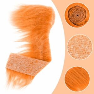 Lusofie 1Pc Shaggy Plush Faux Fur Fabric Precut Strips 4x100inch Orange Fur Fluffy Fuzzy Craft Fur for Gnomes Beard Santa Claus Hair Dwarf Cosplay Costume DIY Craft Decoration (Orange)