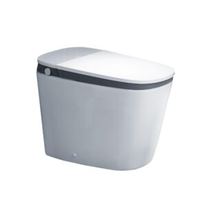 woodbridge b0931s voice control smart bidet toilet with 1.28 gpf dual flush auto open & close,foot sensor flush,1000 gram map flushing score,led display,chair height design and cleaning foam dispenser