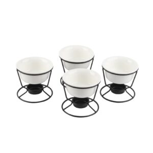 kcgani 4pcs ceramic butter warmers for seafood, 5oz fondue pot set for chocolate butter cheese, ceramic bowl for food crab lobster, suitable for dishwasher microwave oven, round