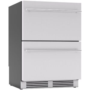 zephyr presrv 24 inch single zone refrigerator drawers wine & beverage fridge, stainless steel wine cooler home bar under counter freestanding built in, energy star certified, 5.4 cu. ft