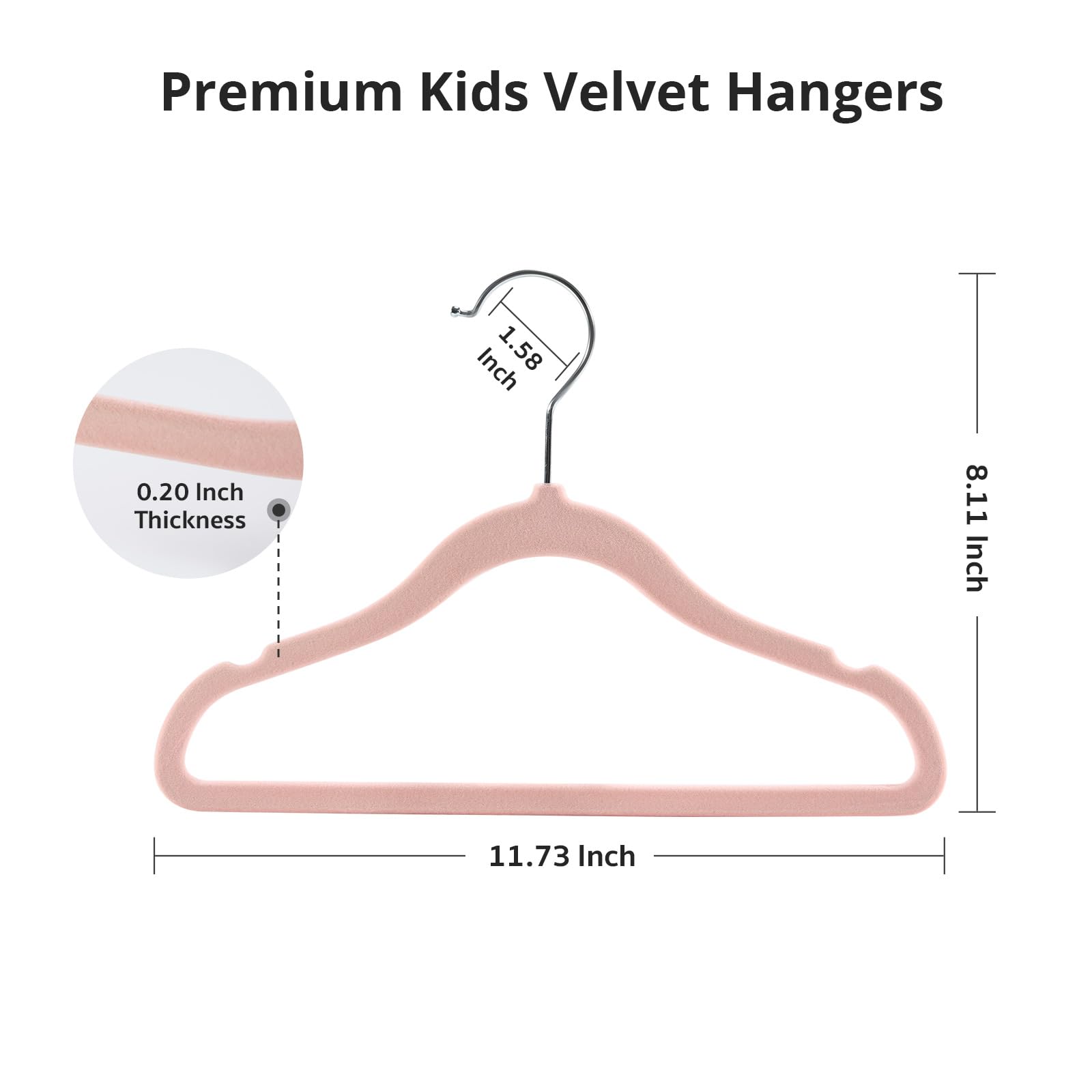 PIGLOG Kids Velvet Hangers, Pack of 50 Kids Hangers, Non-Slip Velvet Baby Hangers, 11.8 Inch Kids Felt Hangers, Durable Kids Clothes Hangers for Baby Toddler Children Closet, Hangers for Kids (Pink)