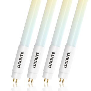 luxrite 4ft t5 led tube lights, type b, 24w=54w, 4 colors 3500k | 4000k | 5000k | 6500k, 45.79", single and double end powered, ballast bypass, 3200lm, f54t5 fluorescent replacement, ul, dlc (4 pack)