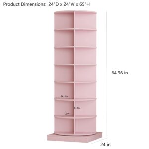 Maotifeys Rotating Shoe Rack Tower, 7-Tier Spinning Shoe Rack, Free Standing 360° Revolving Shoe Organizer Can Hold 28 Pairs of Shoes for Entryway Living Room Hallway (7-Tier, Pink)