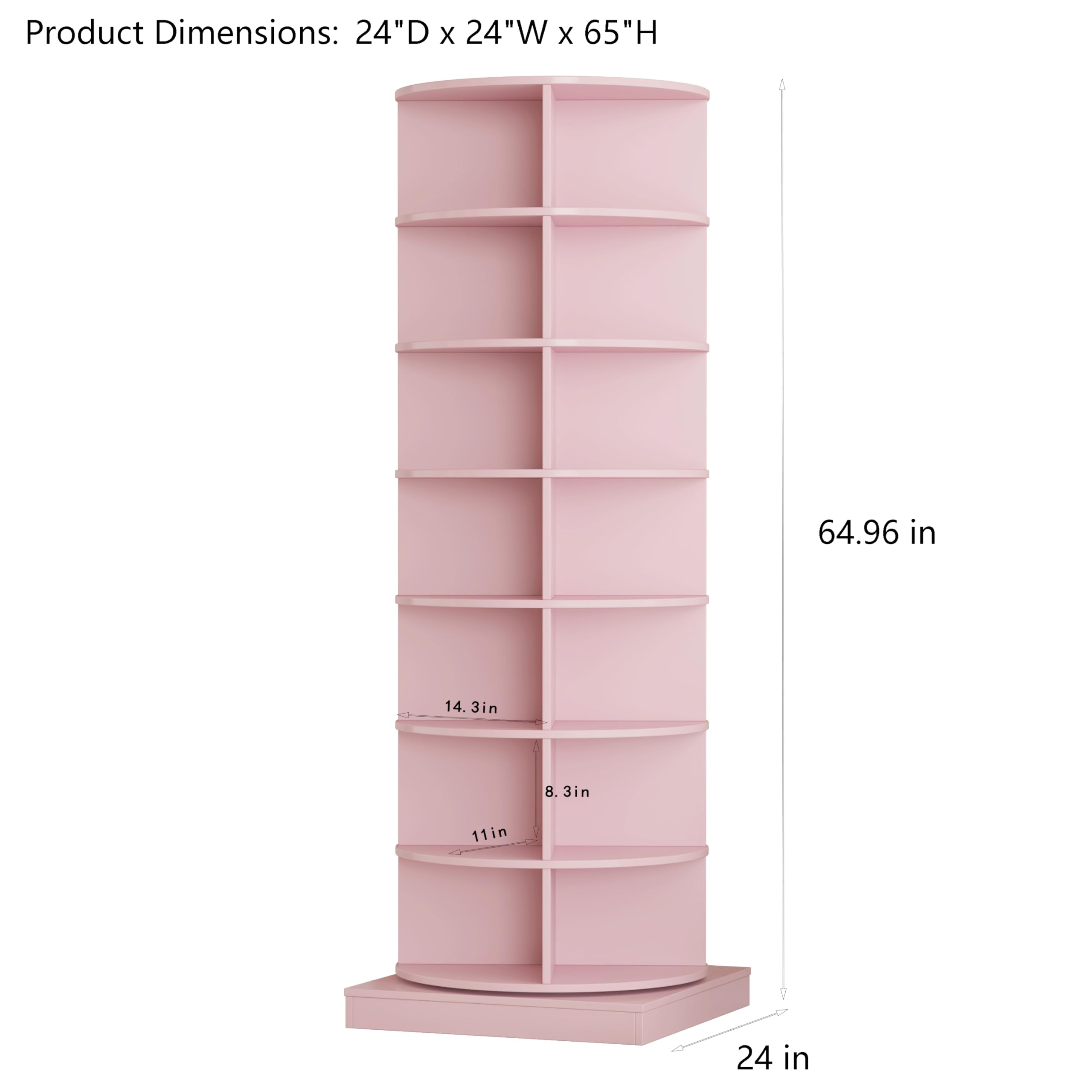 Maotifeys Rotating Shoe Rack Tower, 7-Tier Spinning Shoe Rack, Free Standing 360° Revolving Shoe Organizer Can Hold 28 Pairs of Shoes for Entryway Living Room Hallway (7-Tier, Pink)