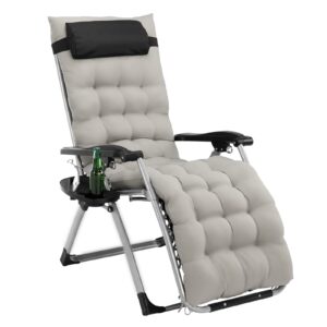 zero gravity chair,reclining lounge chair with removable cushion,headrest & cup holder,patio reclining chair for indoor outdoor,folding reclining chair,portable chaise for deck,yard,porch,pool