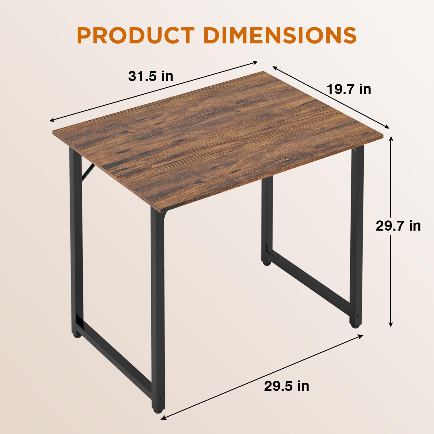 PayLessHere 32/39/47 inch Computer Desk Study Writing Table, Adjustable feet, Modern Furniture for Home Office (1, Brown, 32 inch)