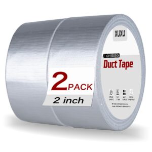 xuxu 2 pack duct tape heavy duty waterproof silver duct tape, strong adhesive duct tape bulk for indoor outdoor repairs tear by hand, 40 yards x 2 inch total