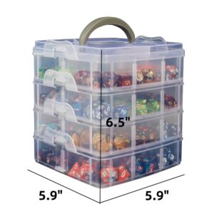 PUGED DND Dice Storage Box with Removable Dividers Polyhedral Dice Plastic Organizer Holding Up To 1200 Dices Craft Bead Compartment Container for Sewing, Jewelry, Art, DIY